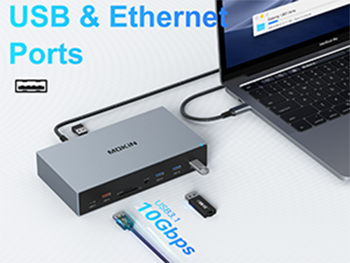 Mokin Displaylink Docking Station 3 Monitors with Power Supply